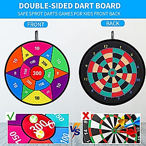 Large Dart Board for Kids - Double Sided Kids Dart Board with 12 Sticky Balls 3 Velcro Darts - Party Games Indoor Outdoor Kids Toy Dart Game Gifts for 4 5 6 7 8 9 10 11 12 Year Old Boy Girl