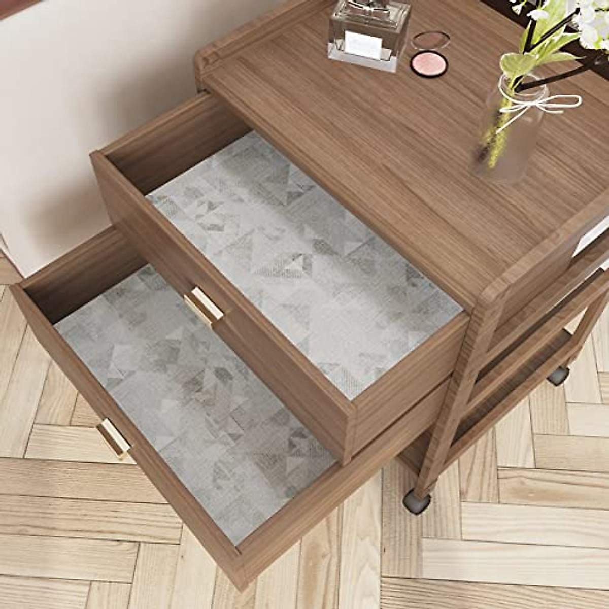 Wallercity Light Grey Grasscloth Peel and Stick Wallpaper Removable Fabric Grass Cloth Wallpaper Self Adhesive Textured Gray Linen Contact Paper for Cabinets Waterproof Drawers Liners Vinyl Paper Film