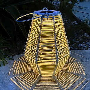 【Limited Promotion】Solar Lantern Outdoor Rattan Hanging Solar Light Solar Table Lamp Waterproof with Warm Light Bead for Patio Yard Garden Wedding Landscape Decoration - Auto on/Off (Light Beads)