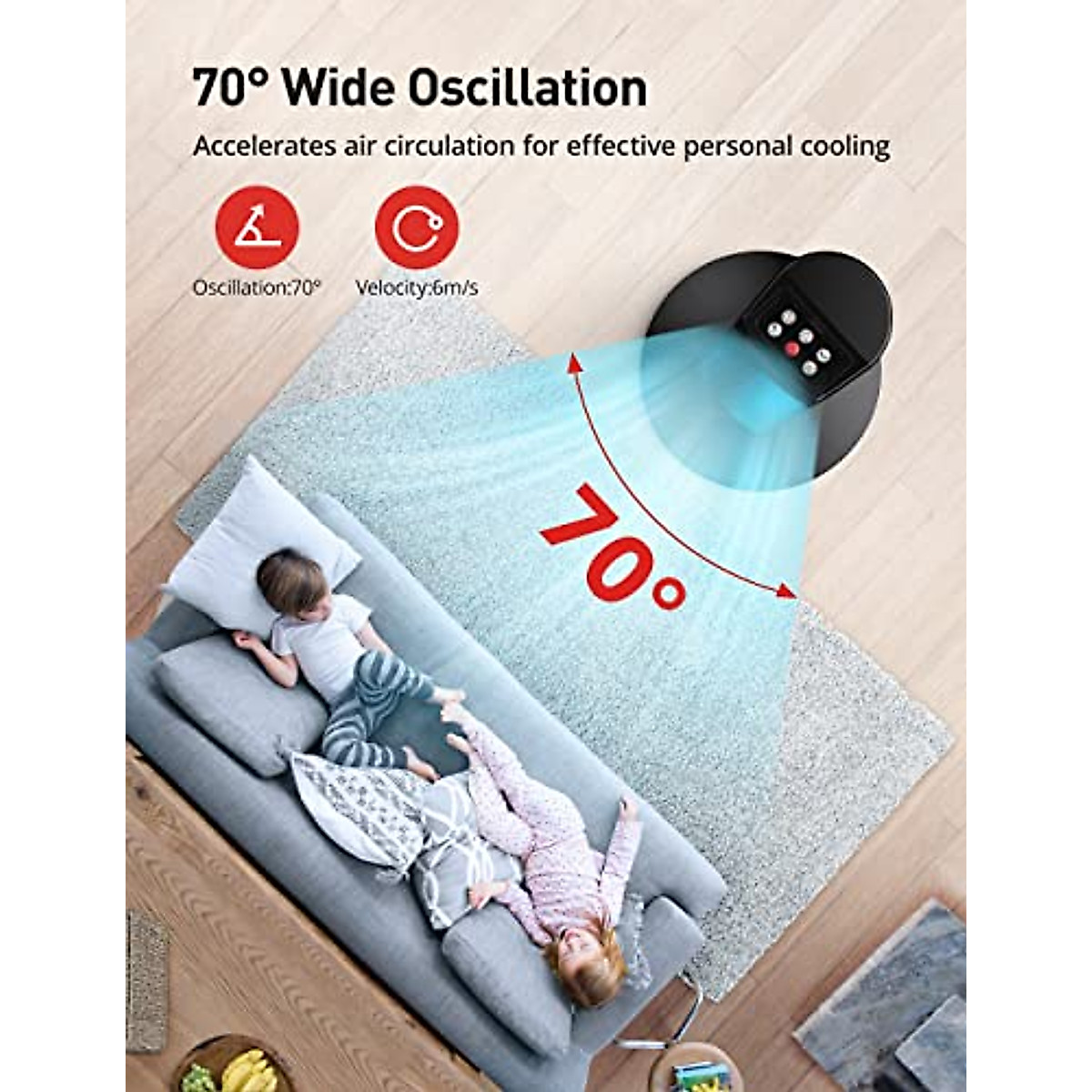 PARIS RHÔNE Tower Fan, 36” Oscillating Fan, 9 Modes, 3 Speeds, LED Display, 12H Timer, Portable Fan, Standing Floor Fan Bladeless Tower Fan with Remote for Bedroom, Living Room, Offices & Kitchen