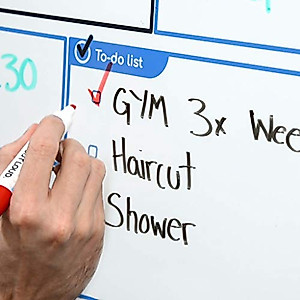 Peel and Stick Whiteboard Calendar, Large Weekly Organizer, 24 x 36 in - Stain Proof White Board Dry Erase Surface, and Reusable Adhesive Backing