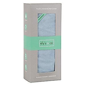 Ely's & Co. Patent Pending Waterproof Plush Changing Pad Cover 100% Cotton Velvet | no Need for Changing Pad Liner (Blue)