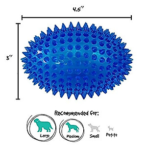 Gnawsome™ 4.5” Spiky Squeaker Football Dog Toy - Large, Cleans Teeth and Promotes Good Dental and Gum Health for Your Pet, Colors Will Vary,All Breed Sizes