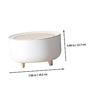 FONDOTIN 1pc Desktop Trash Can Mini Dustbin for Bedroom Mini Waste Mini Desktop Wastebasket Countertop Garbage Bin Mini Garbage Cans Trash Cover Bucket Storage Container Trash Bin Abs White
