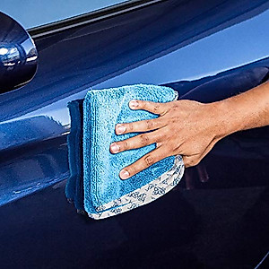 MW Pro Microfiber Car Towels (16"x 16") | 400 GSM | 80/20 Blend | Tagless | Soft Satin Piped Edges | All-Purpose Auto Detailing - Wax, Buff, Polish, Wash, Dry | 6 Pack (Blue)