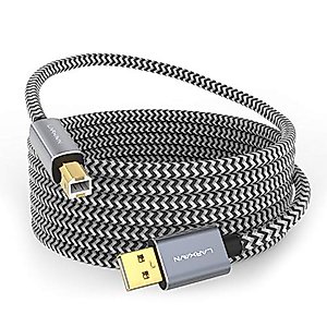 Larxavn Printer Cable, USB Printer Cable 25ft USB 2.0 Type A Male to B Male Scanner Cord USB B Cable High Speed for HP, Canon, Epson, Dell, Brother, Lexmark, Xerox, Samsung etc