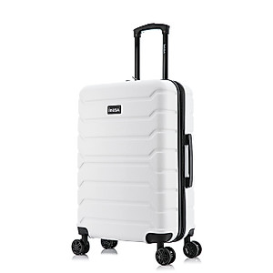 InUSA TREND Luggage with Spinner Wheels | Durable lightweight Hardside Suitcase, Travel bag with Handle and Trolley, 24-Inch Medium Checked luggage | White