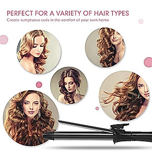 Curling Iron K&K 1 Inch Clipped with Tourmaline Ceramic Barrel, Professional 25mm Hair Curler Curling Iron up to 450°F Dual Voltage for Traveling, Hair Waving Style (1 inch) (1 Inch)