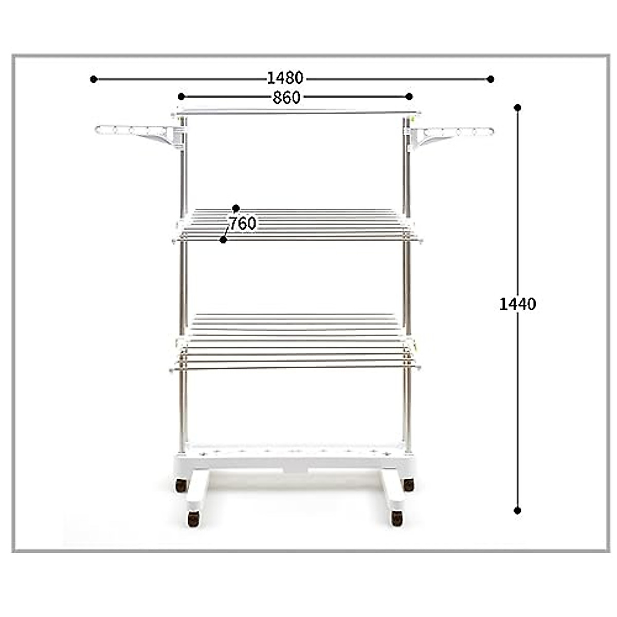 GAENZA Multifunctional Clothes Drying Rack Mobile Landing Folding Stainless Steel Double Pole Lifting Drying Rack Drying Rack Storage Indoor and Outdoor Simple