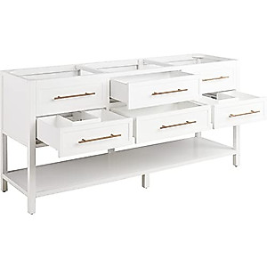 Signature Hardware 953332-72-RUMB-0 Robertson 72" Free Standing Double Vanity Cabinet Set with Mahogany Cabinet, Vanity Top and Rectangular Undermount Sinks - No Faucet Holes