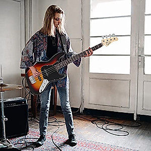 GLARRY 4 String GJazz Electric Bass Guitar Full Size Right Handed with Guitar Bag, Amp Cord and Beginner Kits (Sunset)