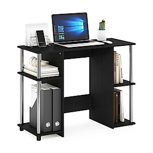 Furinno Jaya Computer Study Desk, Americano/Stainless Steel