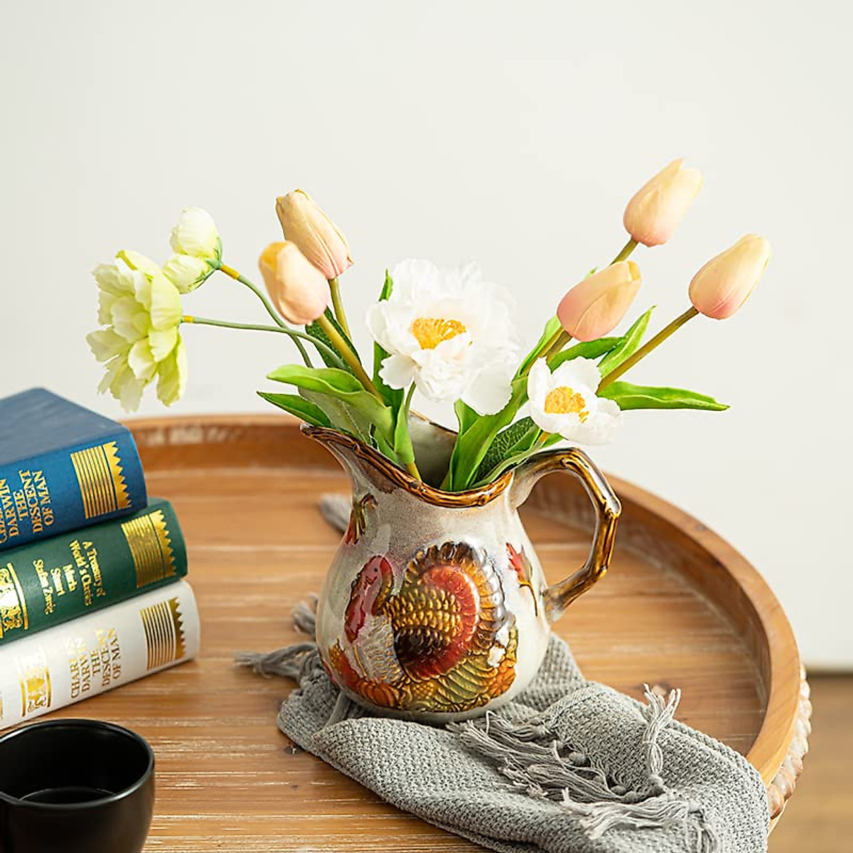 YINYUEDAO Turkey Style Flowers Vase or Water Pitcher, Multifunctional Decorative Ceramic, Thanksgiving Christmas Themed, Table and Counter Decoration Pitcher