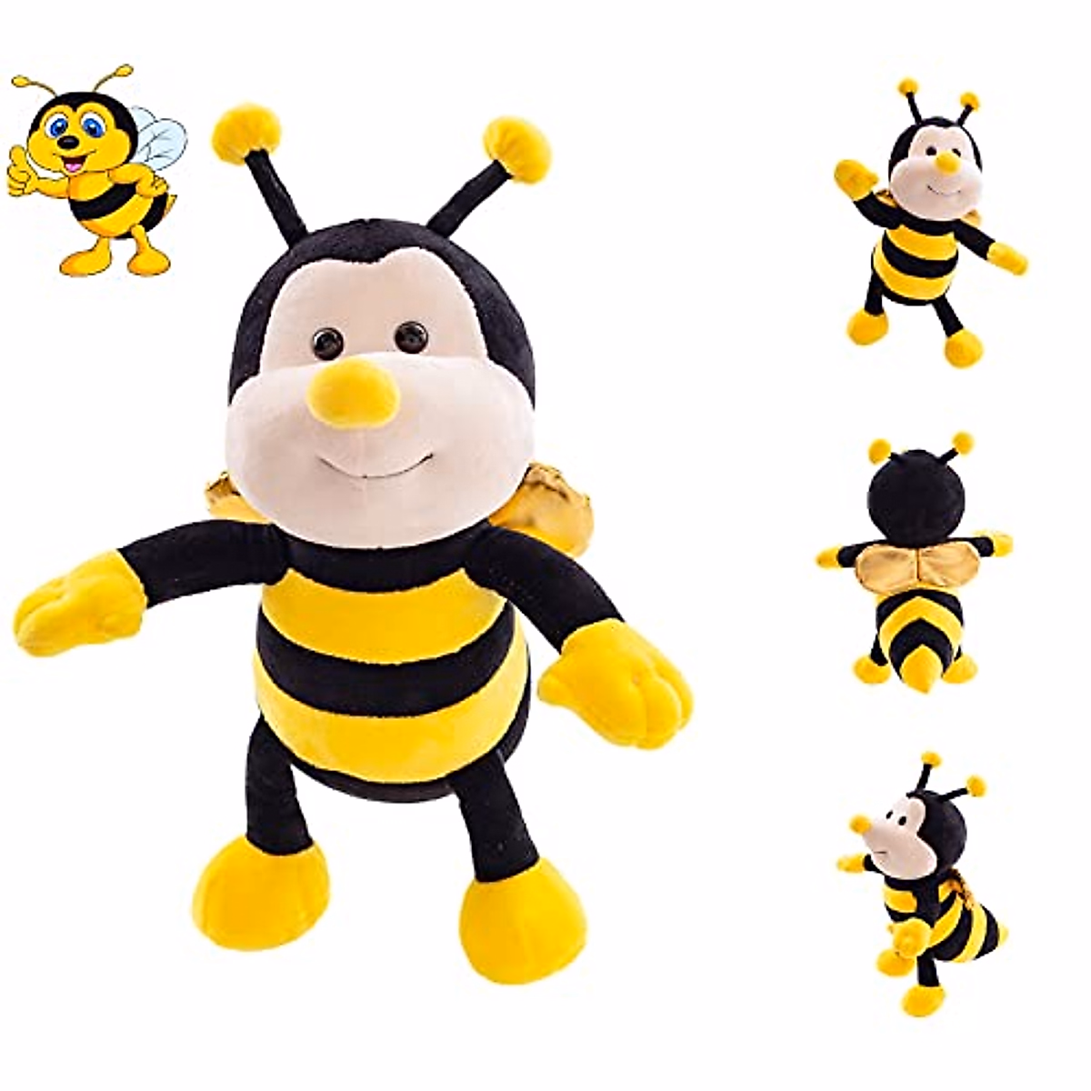 CASAGOOD Cute Bumblebee Stuffed Animals Super Soft Yellow Bee Plush Toys Stuffed Honeybee Plushies Animal with Wings Honey Bee Plush Doll Animal Toy for Kids & Lovers 13 INCH
