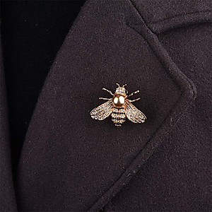 Honey Bee Brooches Crystal Insect Themed Bee Brooch Animal Fashion Shell Pearl Brooch Pin Gold Tone (gold pearl)