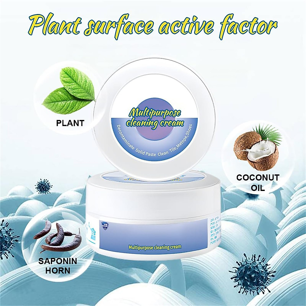 Warn Code Multipurpose Cleaner, Warncode Shoe Cleaner, Warncode Multi-functional Cleaning and Stain Removal Cream, White Shoe Cleaning Cream with Sponge, Decontaminate Solid Paste (1pcs)