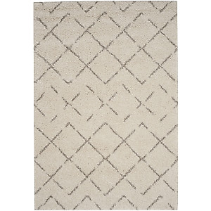 SAFAVIEH Arizona Shag Collection Accent Rug - 4' x 6', Ivory & Beige, Moroccan Design, Non-Shedding & Easy Care, 1.6-inch Thick Ideal for High Traffic Areas in Entryway, Living Room, Bedroom (ASG743A)