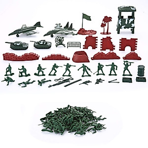 JOYIN 164 Piece Military Soldier Playset Army Men Play Bucket Army Action Figures Battle Group Deluxe Military Playset with Army Men, Aircrafts, Helicopters, Tanks with Bucket