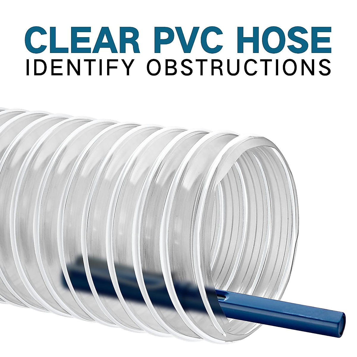 2 1/2" PVC Dust Collection Hose 20', Puncture Resistant PVC Dust Collection Hose with Carbon Steel Wire Coil, Flexible Clear Heavy PVC Fume Collection Hose for dust collection systems & 2 1/2" Ports
