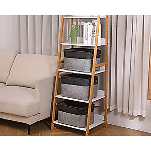 MAQIAO 3 Pack Collapsible Storage Bin Foldable Canvas Fabric Storage Basket Cube Box, Sturdy Organizer with Handles for Home, Office, Nursery, Closet Shelves (Black and Grey)