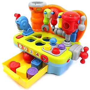 CifToys Musical Learning Workbench Toy and Push and Go Friction Powered Car Toys for Kids, Boys and Toddlers with Sound Effects & Lights Engineering Pretend Play