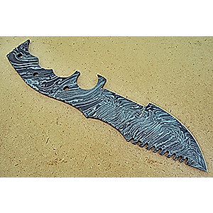 Poshland BB-17 Handmade Damascus Steel Blank Blade Full Tang Tracker Knife