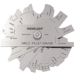 YESWELDER MG-11 Metal Weld Fillet Gages Set (7PCS) 1/8''-1'' Welding Inspection Test Ulnar MM & inch