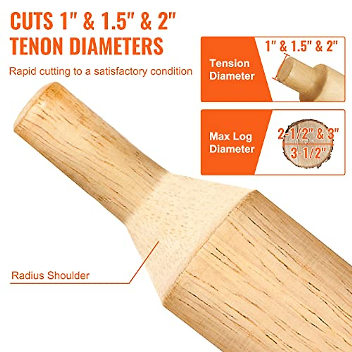 VEVOR Tenon Cutter, 1"/25.4mm & 1.5"/38mm & 2"/50.8mm, with Dual Straight Blades & Button Screws Home Master Kit, Premium Aluminum & Steel Log Furniture Cutter, Commercial Starter’s Tool for Home DIY