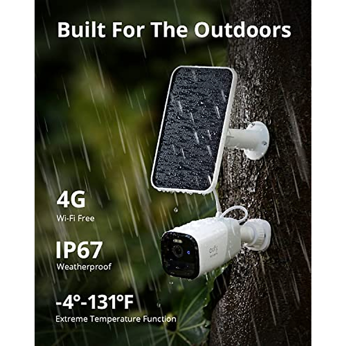 eufy security 4G LTE Cellular Security Camera Wireless Outdoor, Solar Powered, 2K HD, Starlight Night Vision, Human Detection, GPS. Includes SIM Card and Built-in Local Storage. No Wi-Fi Needed.