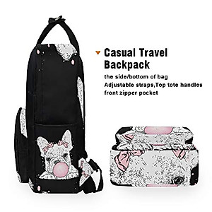 School Backpack Cute French Bulldog Large Capacity Bag for Travel Outdoor Sports Boys Girls Teenage