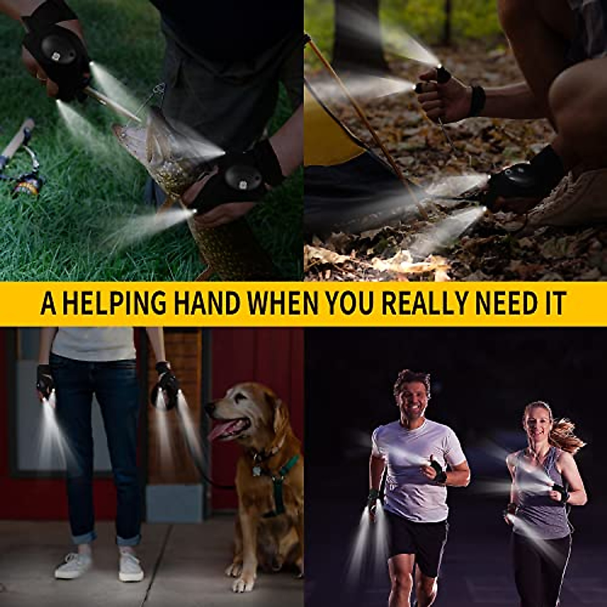 Visailiy Gifts for Men , LED Flashlight Gloves, Cool Gadgets Christmas Stocking Stuffers Unique Birthday Gifts for Dad Boyfriend Husband Him, Light Gloves Tool for Camping Fishing Car Repairing Hiking