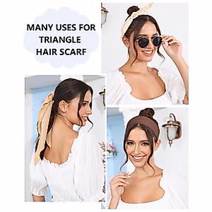 AWAYTR 3Pcs Hair Bandanas Head Kerchief for Women Girls Tie-Back Boho Hair Scarf Headband Bandana Triangle Head Scarf (Solid Color - Beige/Khaki/Brown)