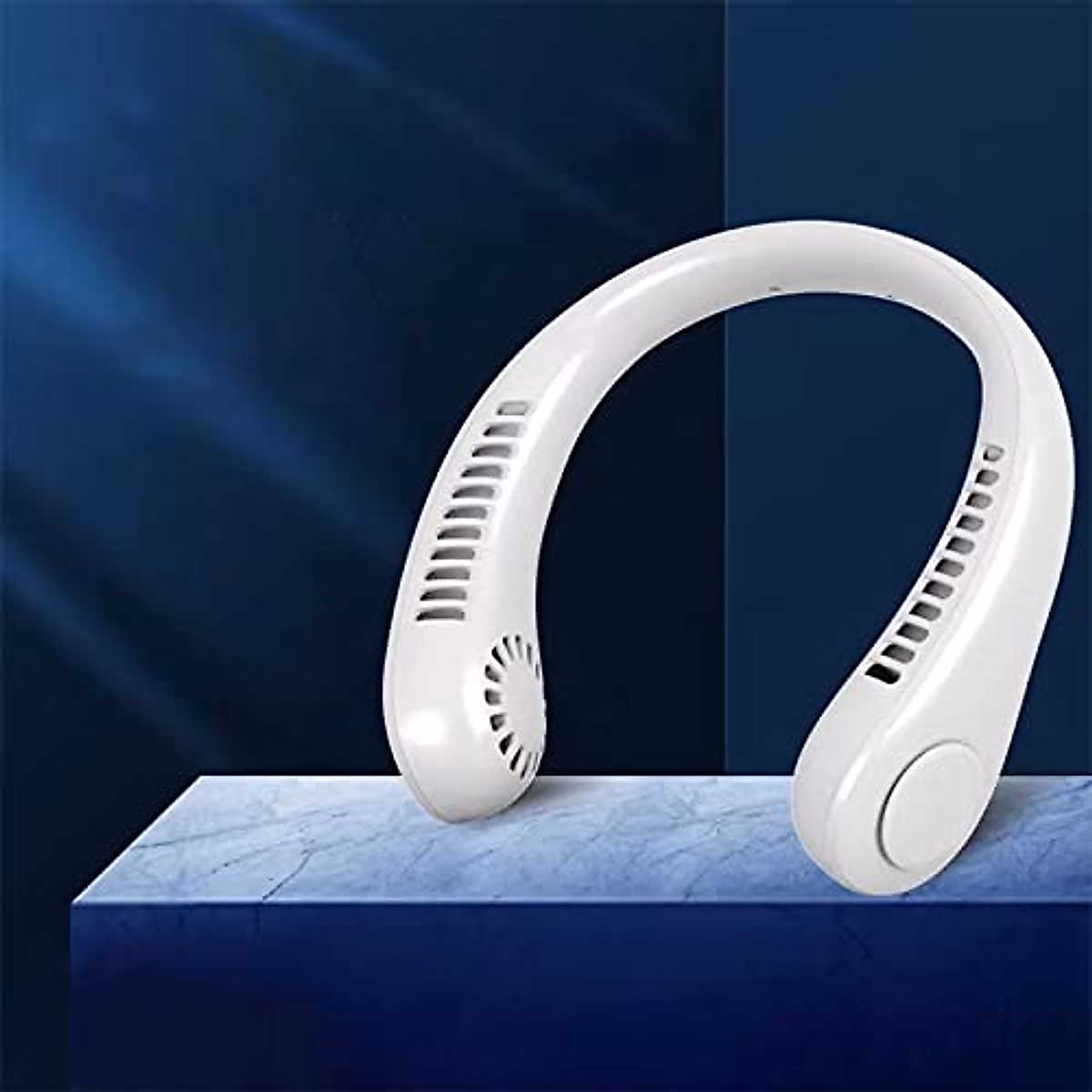 Karymi Fashionable Portable Hands Free Bladeless Fan, USB Rechargeable 3-Speed Speed Regulation, Wearable Personal Fan, Free Adjustment Width,for Reading,Sports,Outgoing,Sports,Travel (white)