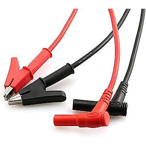 Longdex 2pcs/set 4mm L Type Banana Male Plug to Alligator Clip Pure Copper Test Cable Multimeter Testing Probe 1m (Black + Red)