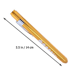 2pcs Penlight with Pupil Gauge, LED Penlight for Nurses, Reusable Medical Pen Light with Pupil Gauge and Ruler for Student Doctors, Yellow+ Silver