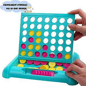 IAMGlobal 4 in a Row, Board Games, Four in a Row Game, Travel Size Line Up 4, Classic Family Toy for Kids and Family for Fun (Blue) (9.8 Inch)