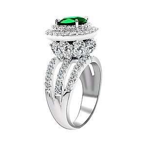 Uloveido Women's White Gold Plated Wedding Engagement Ring for May Birthstone Good Idea for Birthday Gift RJ213 (Size 9)
