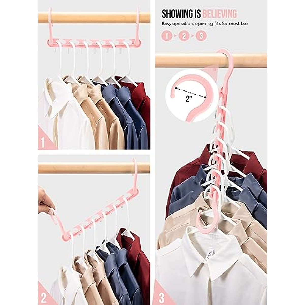 Smartor Closet Organizers and Storage - 12 Pack, Closet Organizer Hanger for Heavy Clothes, Hangers Space Saving for Wardrobe, Dorm, House Essentials for College Students Girls, Space Saver Hangers