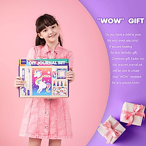 ANERZA DIY Journal Set for Girls Gifts Ages 6 7 8 9 10 11 12 13 Years Old, Unicorn Birthday & Christmas Gifts Ideas, Arts and Crafts for Kids, Toys Stickers for Teens, Scrapbook & Diary Supplies Kit