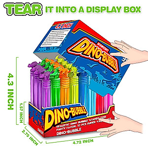 Dinosaur Birthday Decoration, 3D Detail Mini Bubble Wands Bulk 32 Pack, Neon Dino Party Favors Supplies for Kids, Pinata Filler Goody Bag Stuffers, Carnival Prizes, Treasure Box Toys Gift for Girl Boy