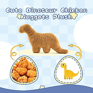 Yeqivo Dino Chicken Nugget Plush, Soft Dino Nugget Pillow Cute Dinosaur Chicken Nuggets Pillow Gifts for Kids Adults Girlfriend(Brontosaurus, 30cm)