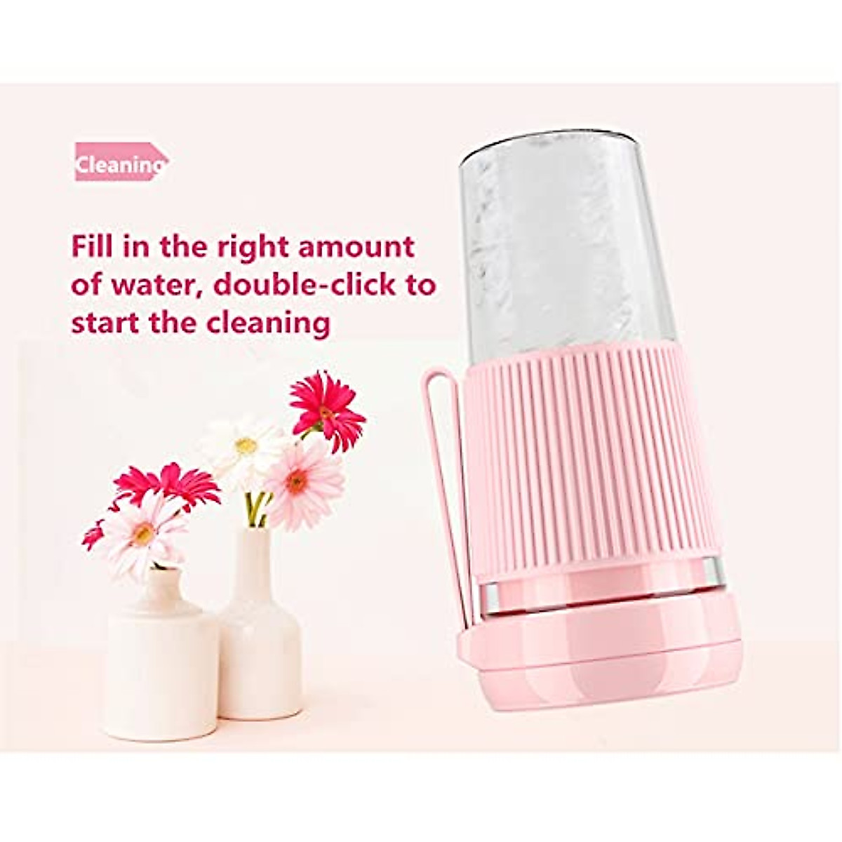 Portable Blender Cordless Smoothies and Shakes Detachable Personal Size Juicer cup with USB Rechargeable four Blades Fruit Mixing Machine 10oz Travel Mini Mixer Handheld Blender for Sports Gym pink (pink)