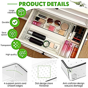 6 Pack Clear Plastic Drawer Organizer Makeup Drawer Organizer 15 x 6 x 2 Inch Long Stackable Drawer Organizers Cutlery Utensil Storage Bins Desk Drawer Organizer Tray for Makeup Kitchen Silverware