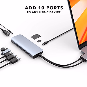 Docking Station, USB C Hub, TOTU 9 in 1 Triple Display Docking Station with Collage Display Mode, Dual 4K HDMI, VGA, 100W PD, 3 USB 3.0 and TF/SD Card Reader for MacBook Pro Air and Type-C Laptops