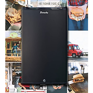 SMETA 12v Refrigerator Camper Fridge Semi Truck Refrigerator Mini Commercial DC Car 110V 1.6 Cu.Ft Compact Refrigerator with Reversible Door Lock Key, Beverage Cooler Refrigerador Para Truck, Black