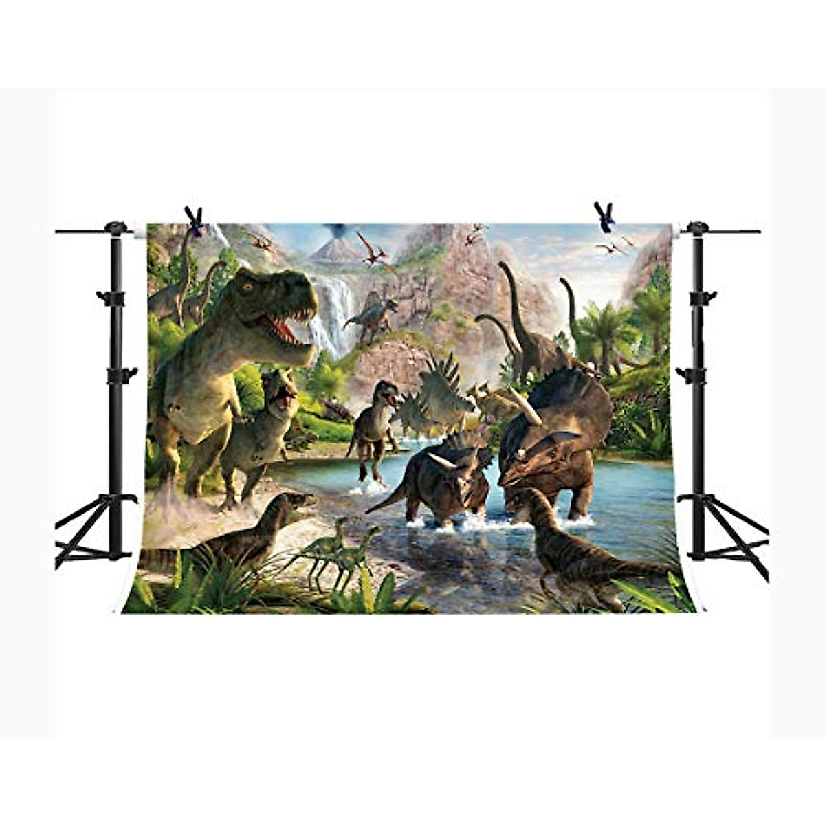 Qian Dinosaur Photography Background 3D Dinosaur Photo Studio Props Booth Birthday Party Decoration Backdrops 7x5ft
