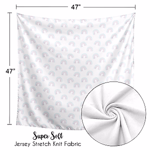 Sweet Jojo Designs Pastel Rainbow Girl Swaddle Blanket Jersey Stretch Knit for Newborn or Infant Receiving Security - Blush Pink, Purple, Teal, Blue and White