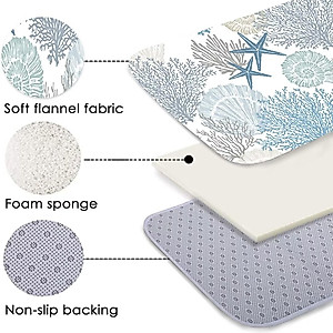 Beach Coastal Runner Rug for Hallway 2x6 Starfish Ocean Theme Throw Rug Teal Blue Area Rug Nautical Hallway Rugs Non-Slip Floor Carpet for Bedroom Laundry Room Entrance Door Mat Washable Kitchen Rugs