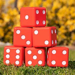 GoSports Giant 3.5 Inch Red Foam Playing Dice Set with Scoreboard (Includes 6 Dice, Dry-Erase Scoreboard and Carrying Case)