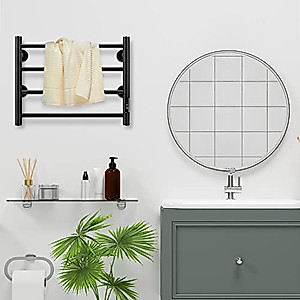 Towel Warmer 4 Bars Wall Mounted Heated Towel Racks for Bathroom Plug-In/Hardwired, Stainless Steel Hot Towel Rack With Timer Matte Black……